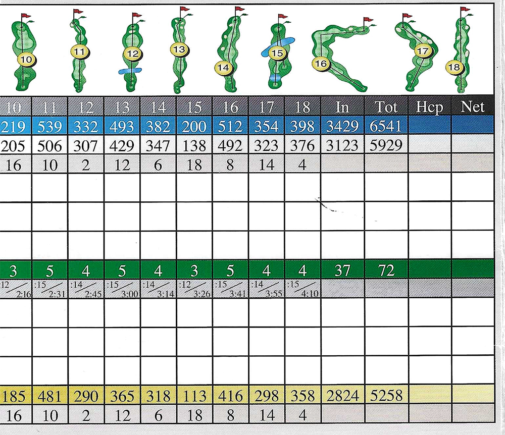 Scorecard - Lakewood Country Club